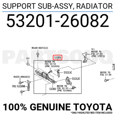 5320126082 Genuine Toyota SUPPORT SUB-ASSY, RADIATOR 53201-26082 | eBay