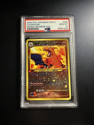 Pokemon Charizard PSA 10 Japanese Neo 2 Promo Reverse Holo DOUBLE SWIRL ...