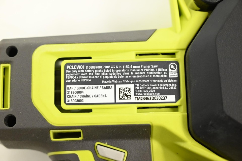 Ryobi PCLCW01B (PCLCW01) 18V ONE+ 6" Pruning Chainsaw (Tool Only) USED ...