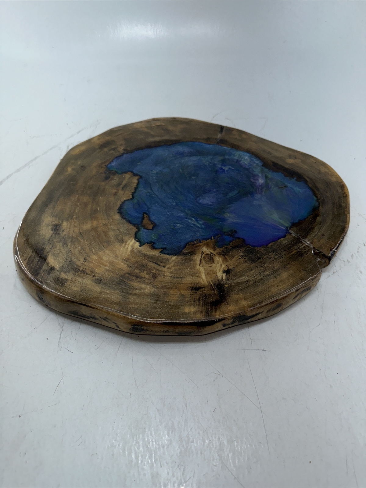 Lagoon Stump Table, Resin Epoxy Side Table, Resin Epoxy Art, Petrified ...