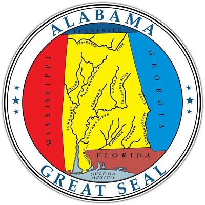 Alabama State Seal USA Car Bumper Window Locker Vinyl Sticker Decal 4.6 ...
