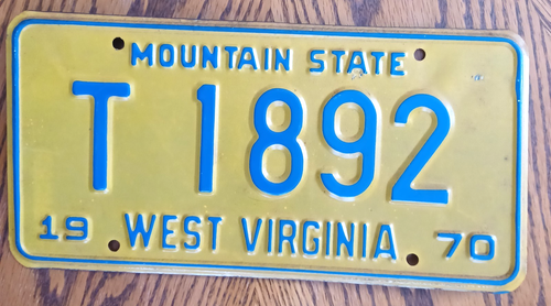 1970 West Virginia License Plate Vintage Metal License Plate Auto Tag ...