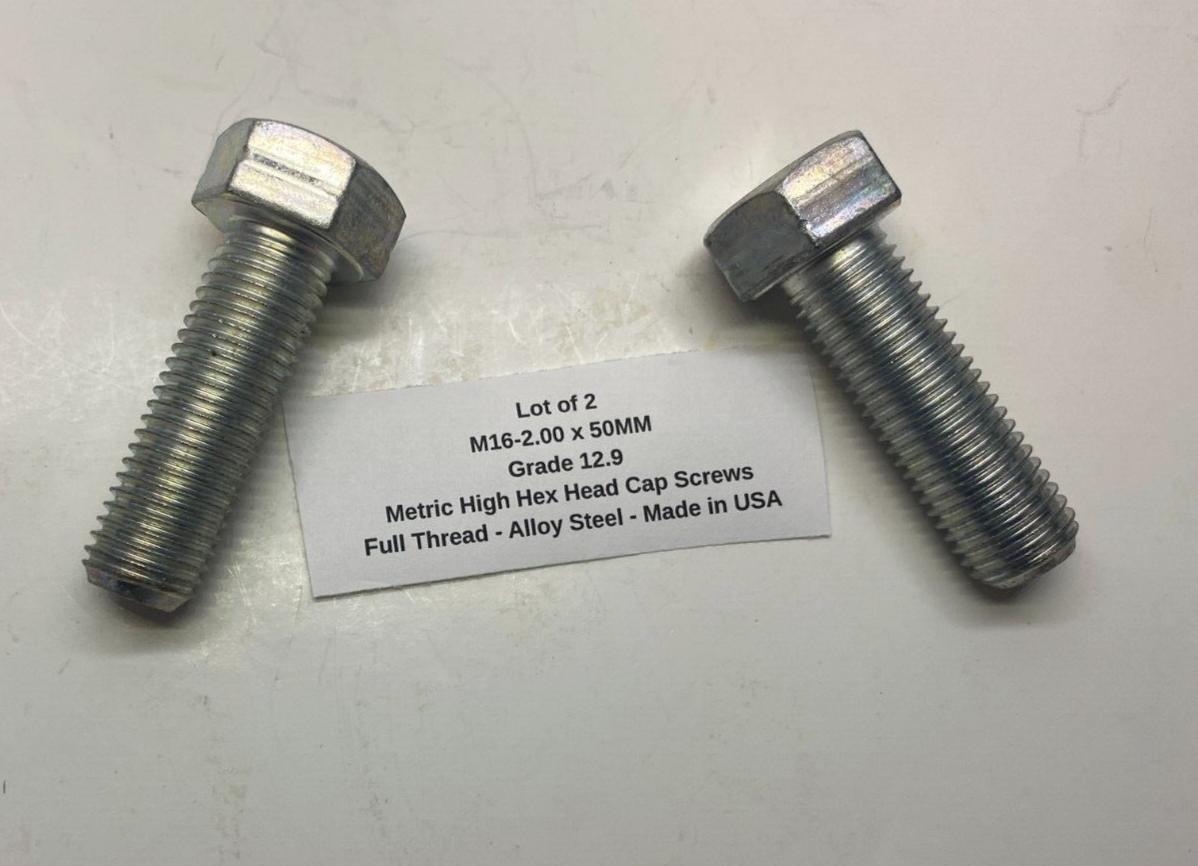 (Qty 2) M16-2.00 x 50 MM Perma Plate Metric High Hex Head Capscrew ...