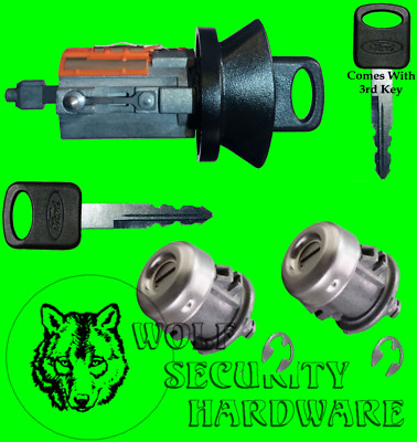 Ford Ignition Key Switch Lock Cylinder & Door Pair Tumbler Barrel Set 3 ...