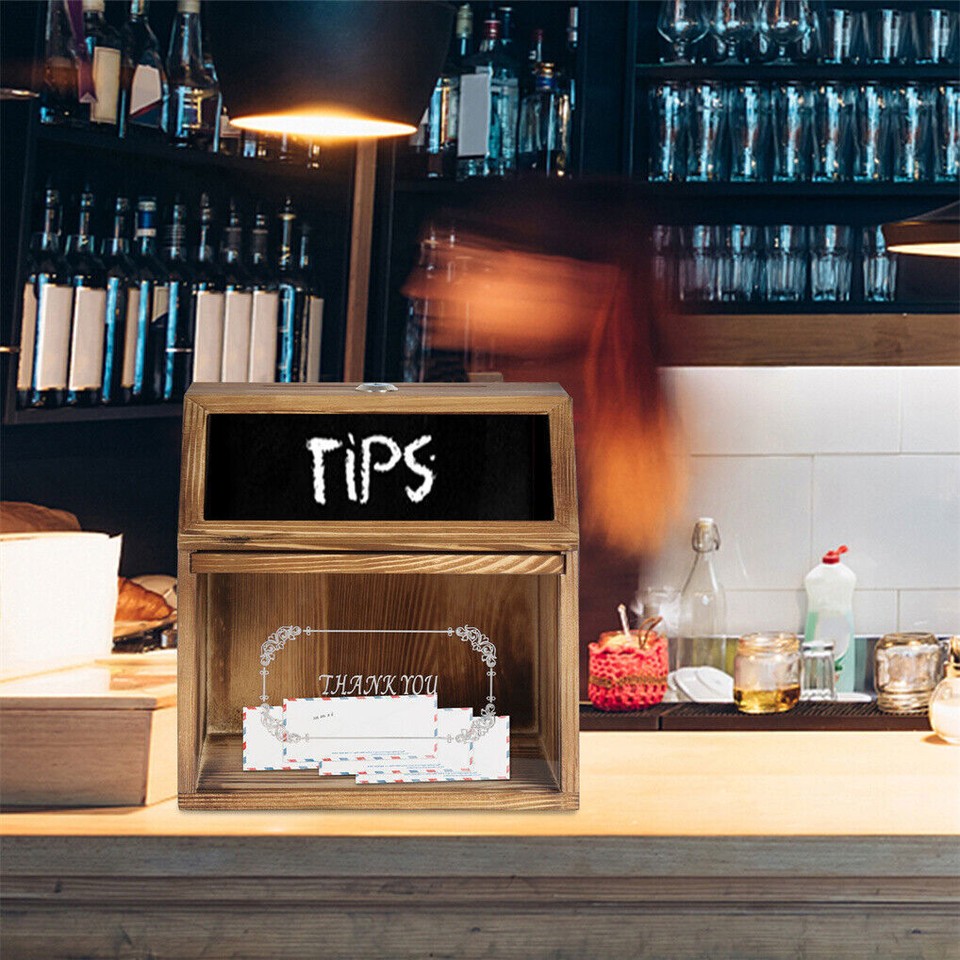 Rustic Solid Burnt Wood Suggestion Box Donation Tip Collector with ...