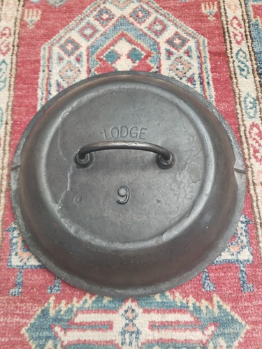 Vtg Lodge Cast Iron #9 Dutch Oven Lid Cover Arch Logo Tite Top AAFA USA ...