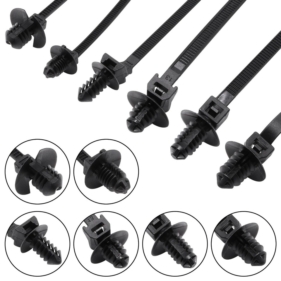 60 PCS Push Mount Zip Ties Nylon Car Mount Wire Ties Snap in Cable Zip ...
