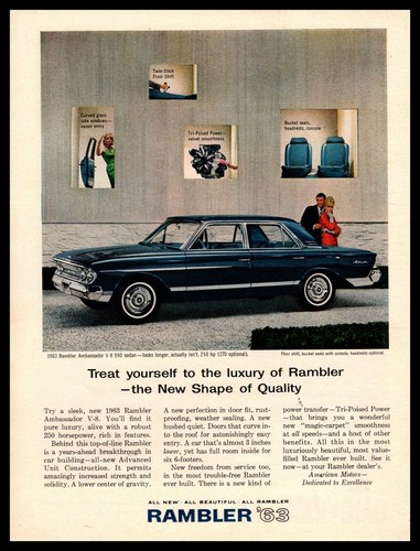 1962 AMC American Rambler Ambassador 990 4-Door Sedan V-8 Engine 250 HP ...