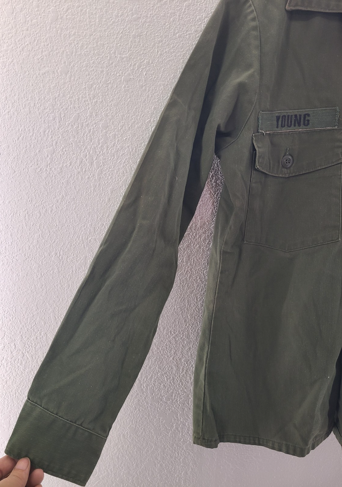 Vintage US Army OG-507 Shirt Olive Green Utility Shirt Fatigue Unknown ...
