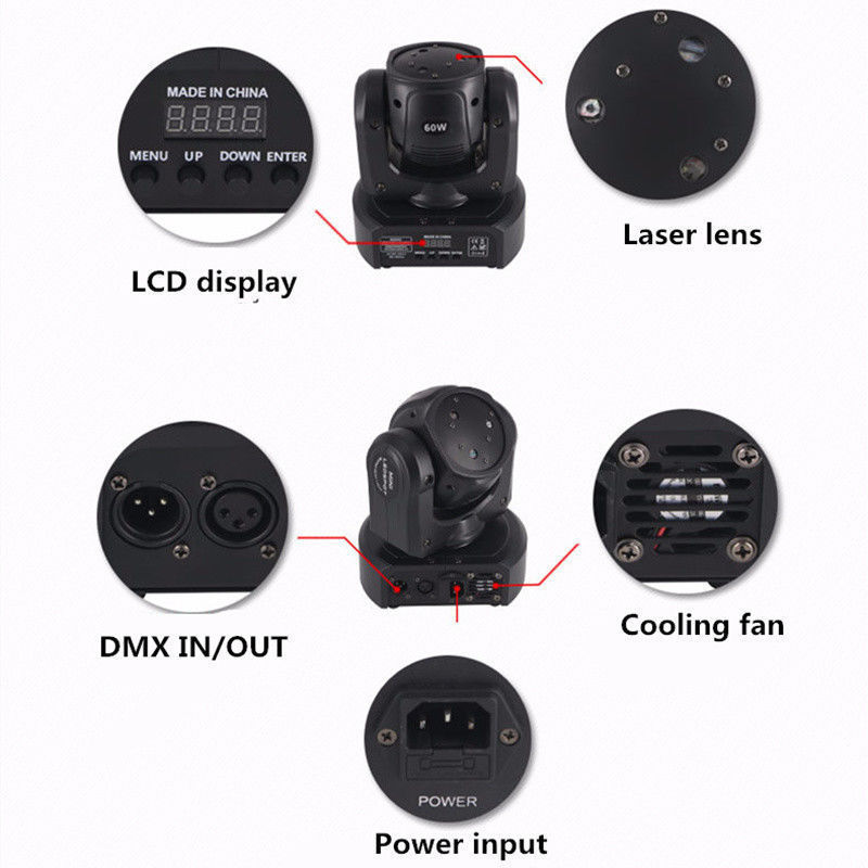 Mini 3 Heads RGB Gobos Shark Moving Laser Light DMX Home Party DJ Stage ...