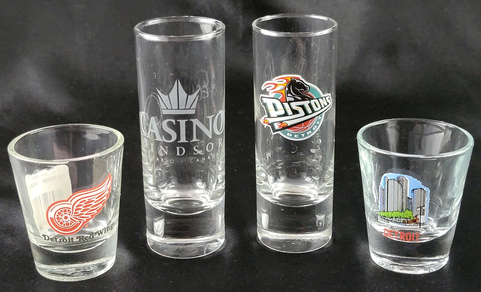 Shot Glass Lot of 4 Detroit Red Winds, Pistons, Skyline & Casino ...