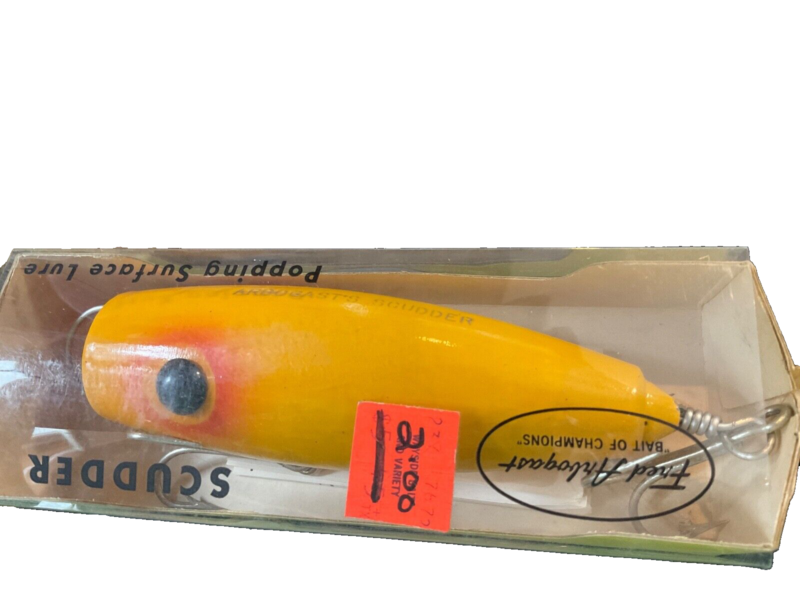 FRED ARBOGAST SCUDDER POPPING SURFACE LURE NIP YELLOW SALT WATER ...