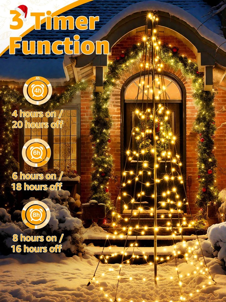 Christmas Tree Lights with 202 LEDs, 6 FT Remote Control Christmas ...