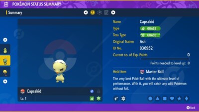 Pokemon Scarlet and Violet PSV - Shiny 6IV Level 1 Capsakid + Master ...