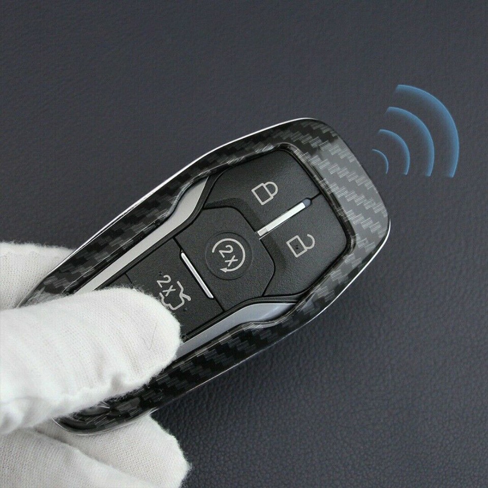 Carbon Fiber Look Hard Smart Key Cover Accessories Chain Case For Ford ...