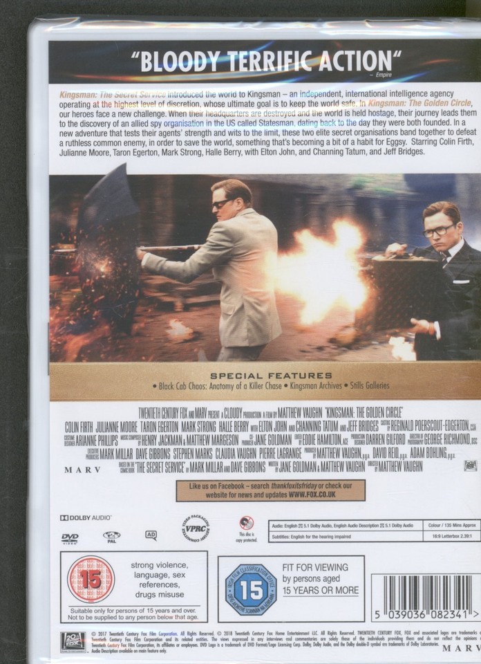Kingsman the Golden Circle (Film) Self-Titled DVD Europe 20th Century ...
