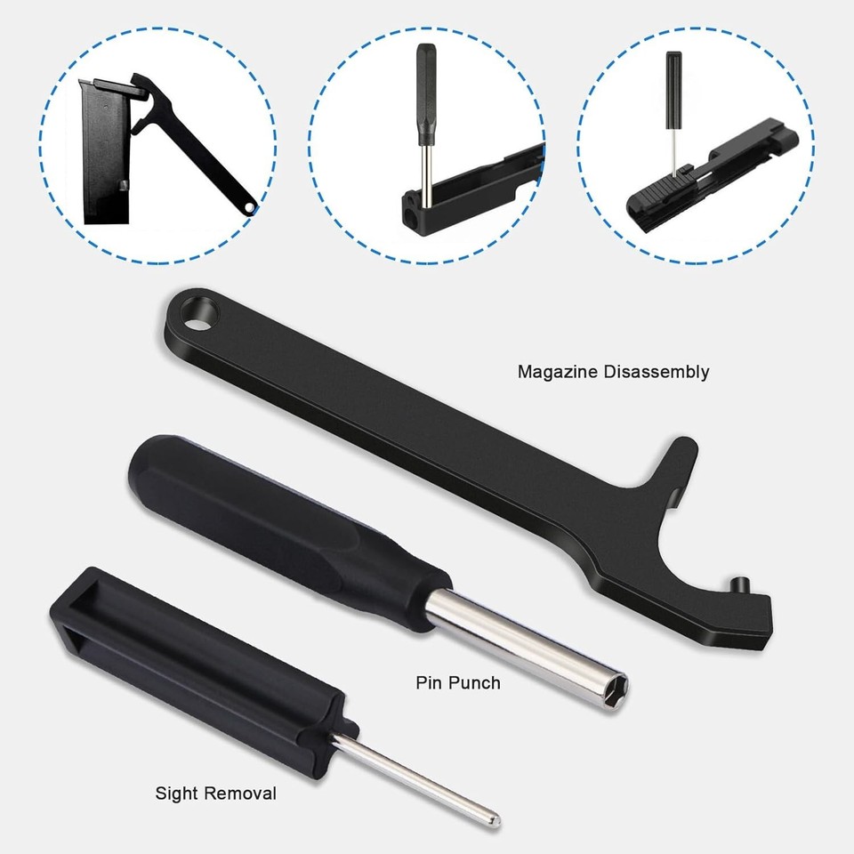 Glock Tool kit 3pcs,with Front Sight Tool,Magazine Disassembly Tool,Pin ...