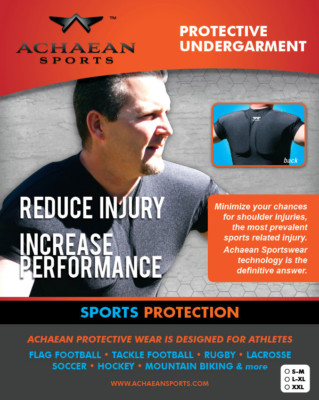 PADDED SHIRT Chest Shoulder Collarbone Sports Impact Protection Layer ...