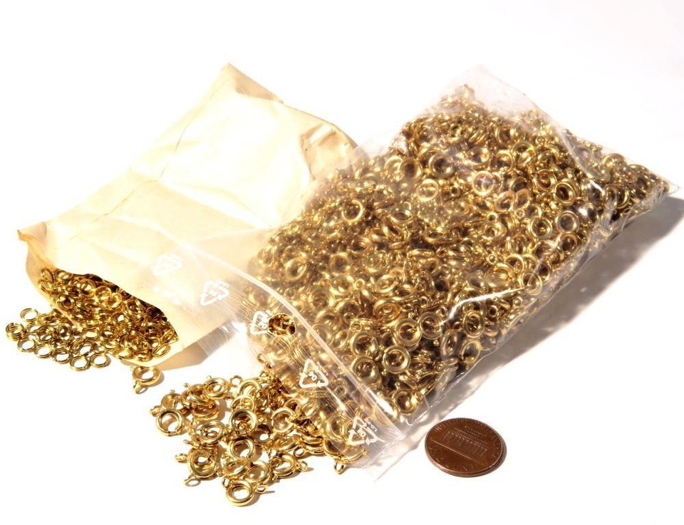 Lot (1000) 7mm vintage gold tone spring clasps jump rings clasps | eBay