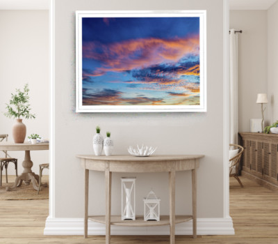 Cloudy Print, Sunset Sky Wall Art, Sky View Framed Nature Wall Art, Natural | eBay