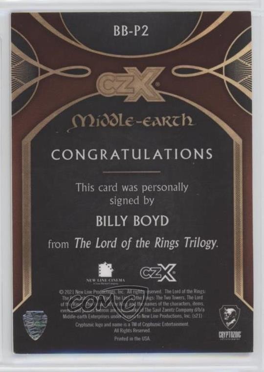 2022 Cryptozoic CZX Middle-Earth /110 Billy Boyd Pippin Took as #BB-P2 ...