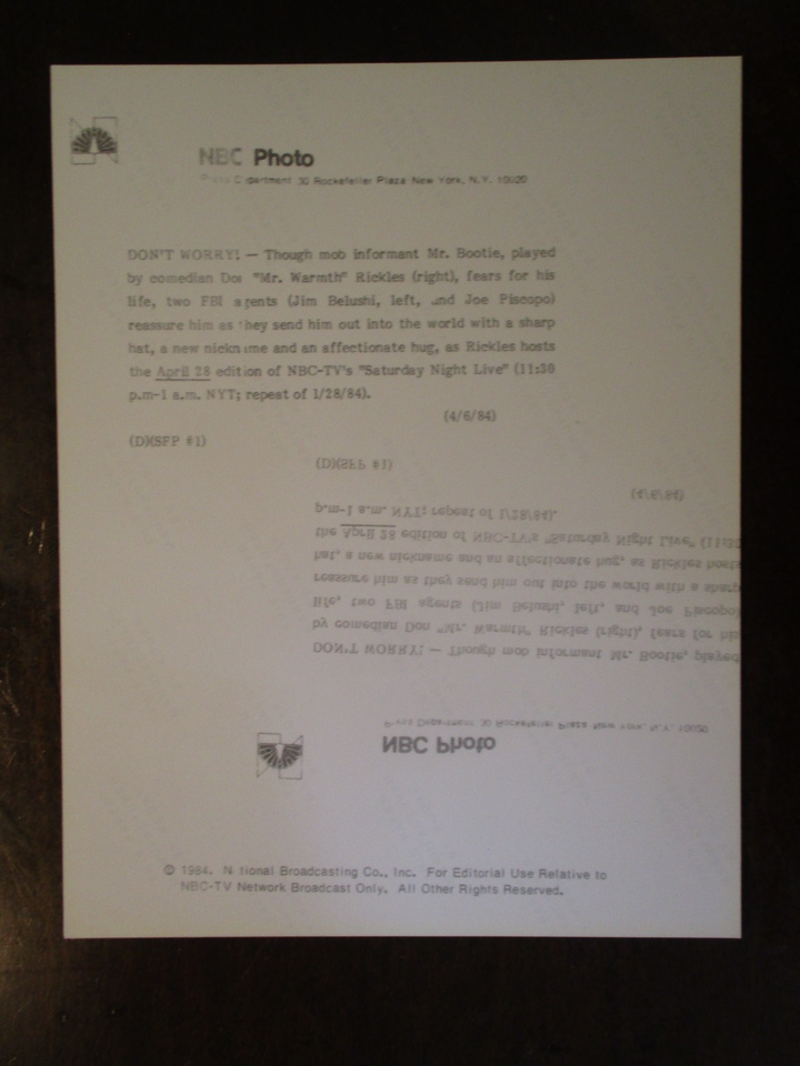 PRESS PROMO PHOTO TV SNL SATURDAY NIGHT LIVE JIM BELUSHI JOE PISCOPO ...