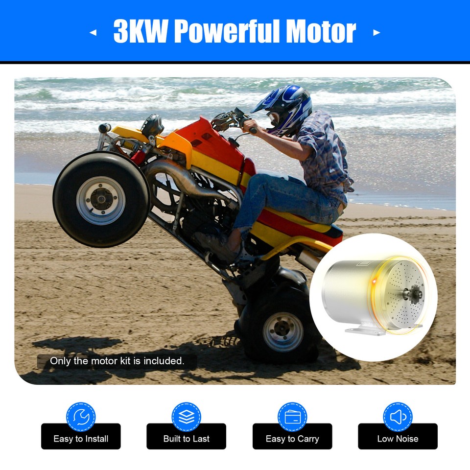 72V 3000W Brushless Motor Kit For Electric Bicycle E-Bike Dirt Bike ...