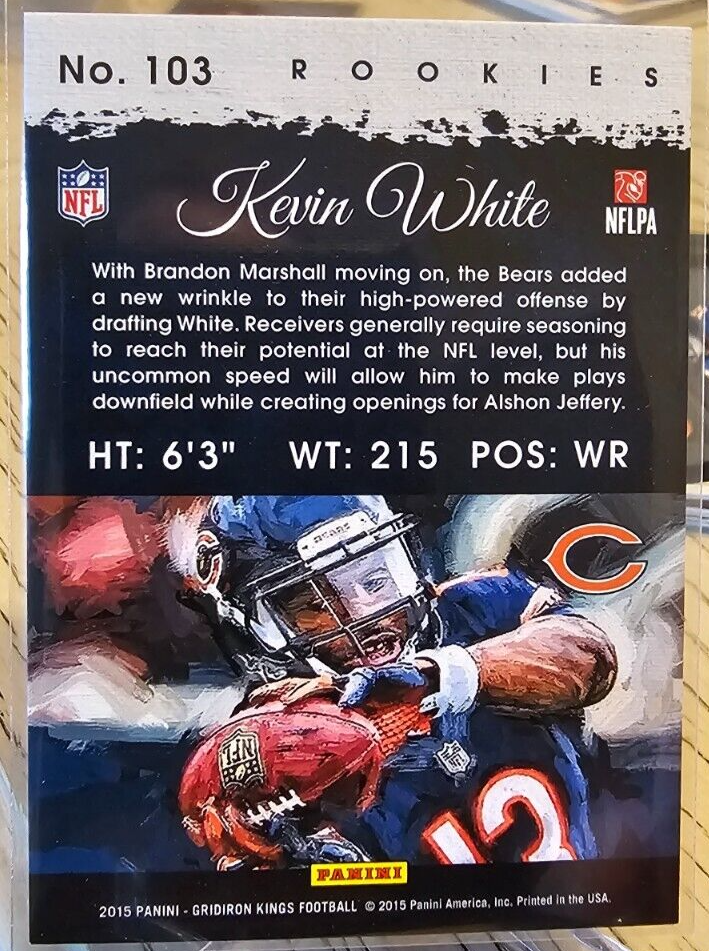 2015 Panini Gridiron Kings Kevin White RC #103 Chicago Bears | eBay