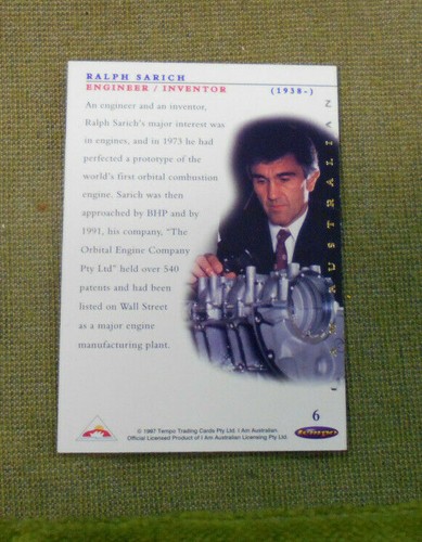 #D14. RALPH SARICH ENGINEER / INVENTOR GREAT AUSTRALIAN ACHIEVER CARD ...