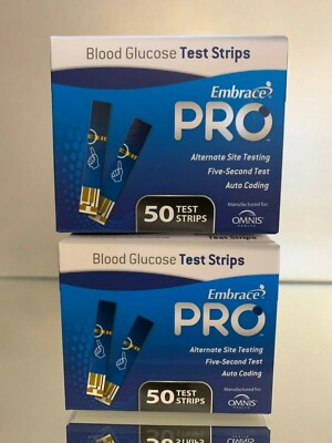Embrace Pro Blood Glucose Test Strips 100 Count. EXP 02/2027 FREE ...