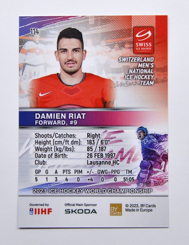 2023 BY cards IIHF World Championship Switzerland #114 Damien Riat | eBay