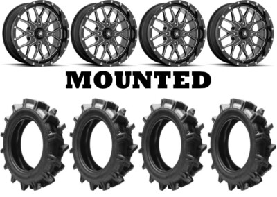 Kit 4 Quadboss QBT680 Tires 36x9.5-20 on MSA M45 Portal Black Wheels ...