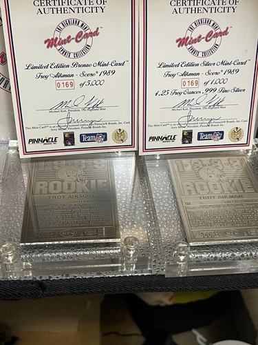 Troy Aikman The Highland Mint Score Rookie Bronze/Silver Card Matched ...