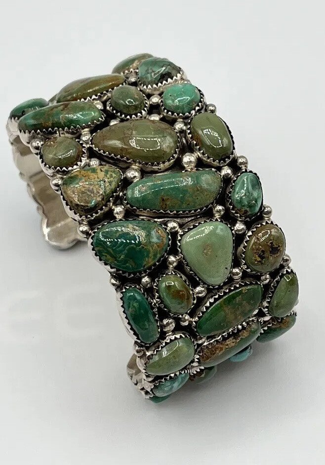 Native American SIgned K Handmade Sterling Silver Tur… - Gem