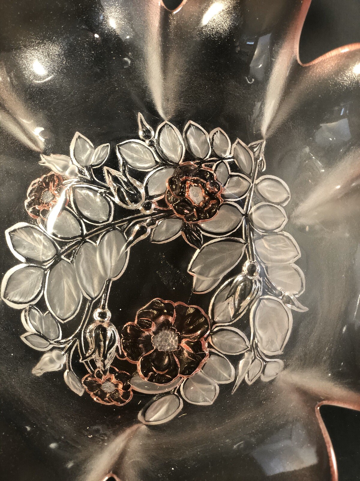 Mikasa Pink Rosella LARGE 11" Hostess Bowl Satin Pink Floral Frosted ...