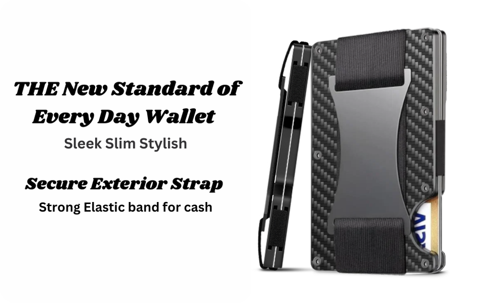Men's RFID Blocking Slim Money STRAP Clip Wallet Card ID Holder Thin ...