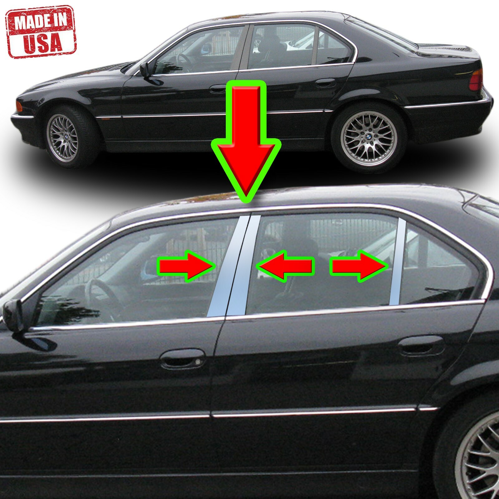 Chrome Pillar Trim for BMW 7-Series 95-01 E38 6pc Set Door Cover ...