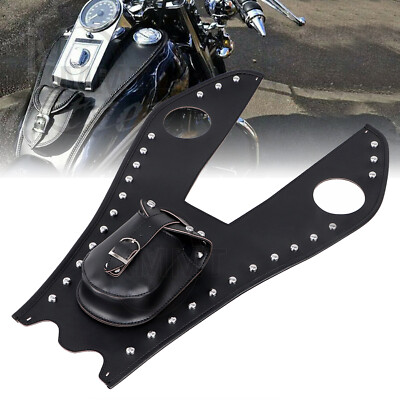 3mm thick Black Rivet Tank Panel With Pouch For Harley Softail FLSTN ...