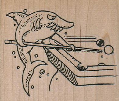 Pool Shark 3 x 2 1/2" Rubber Stamp, Shark Stamp, Ocean, Nautical, Funny ...