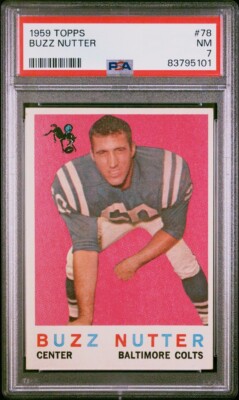 1959 Topps BUZZ NUTTER Football's Dirtiest Funniest Name Card #78 ...