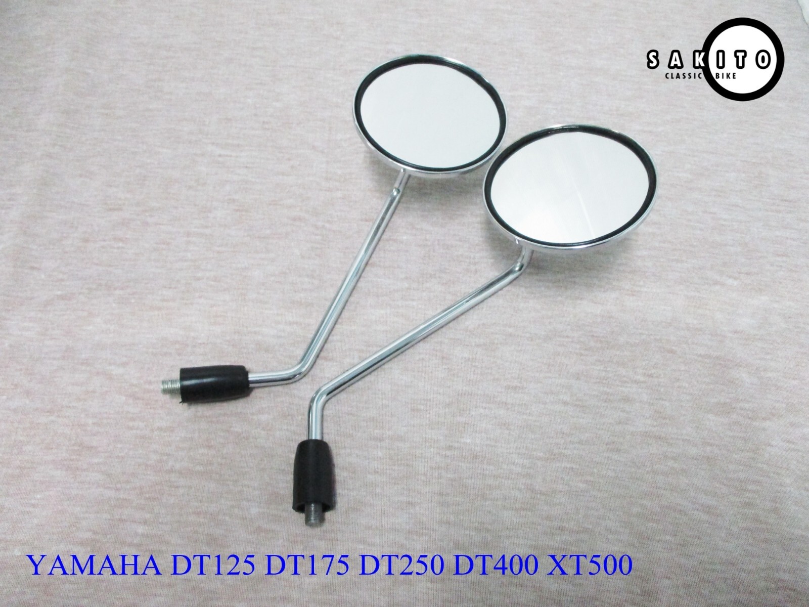 YAMAHA DT125 DT175 DT250 DT400 XT500 CHROME MIRROR ROUND SHAPE 10 mm ...