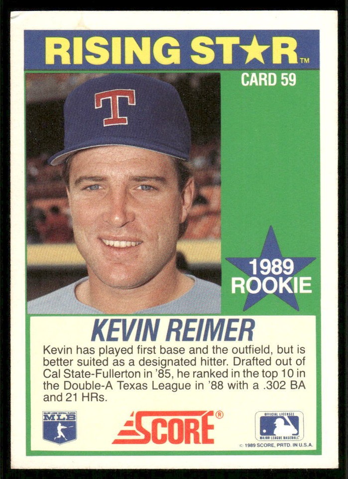 1989 Score Hottest 100 Rising Stars #59 Kevin Reimer | eBay