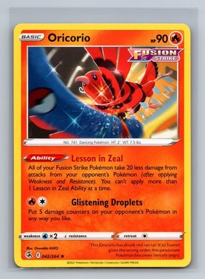 Oricorio Normal Rare SWSH08: Fusion Strike SWSH08 Fire 042/264 Pokemon ...