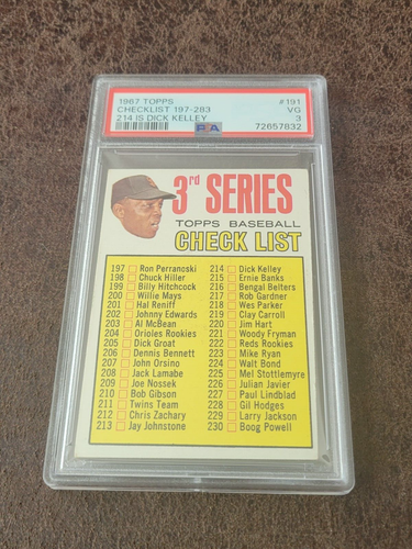 1967 Topps Baseball Willie Mays checklist #191 - PSA 3 - San Francisco ...