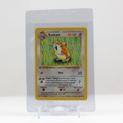 Raticate Pokemon 1st edition base set 40/102 1999 grey stamp 3d? raw ...