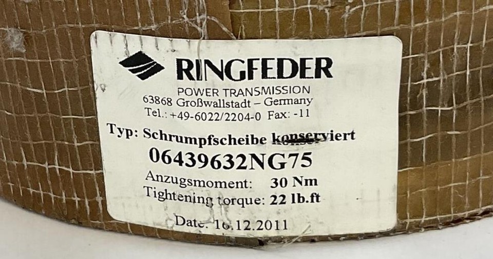RINGFEDER RfN 4005 NG 75 SHRINK DISC 22 LB.FT 30Nm 06439632NG75 | eBay