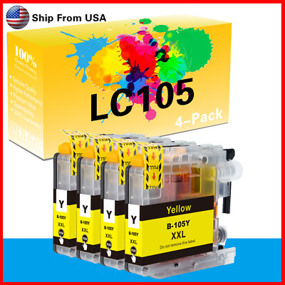 4PK LC105 Yellow Ink Cartridge LC105Y for MFC J4410DW J4510DW J4710DW ...