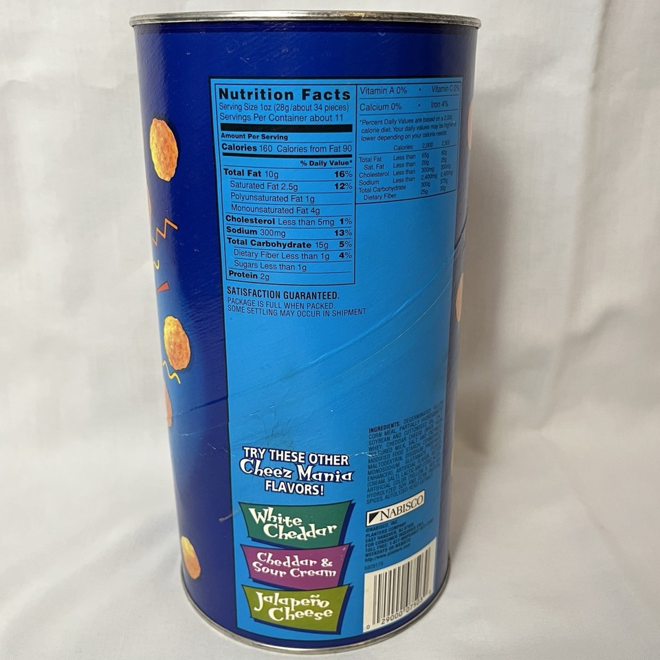 Vtg 10oz Empty Planters Cheez Mania Cheeze Ball Can Container NO LID ...