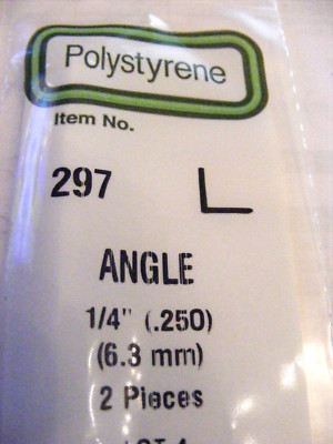 EVERGREEN #297 STYRENE 1/4" Angle (2) Plain White Pieces | eBay