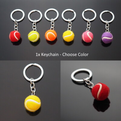 Mini Tennis Ball Keychain Novelty Key Ring Player Gift - 6 Colors to ...